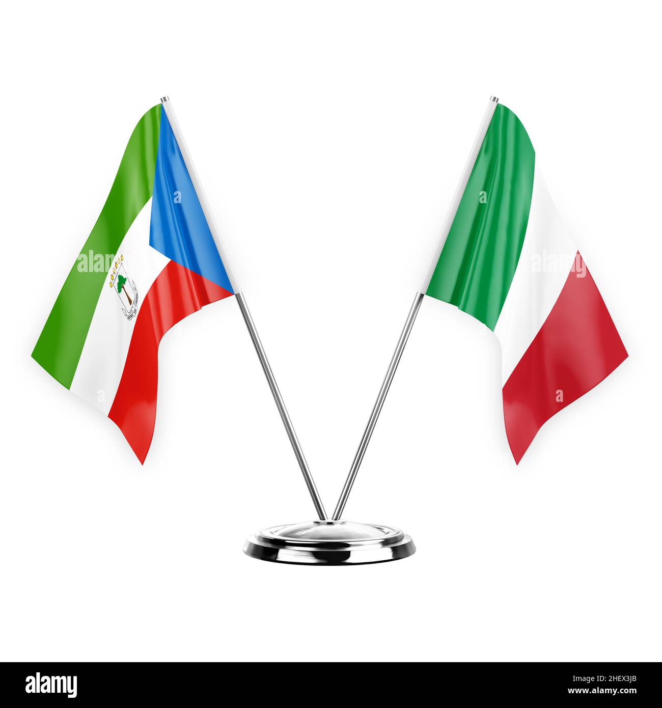 Two table flags isolated on white background 3d illustration ...