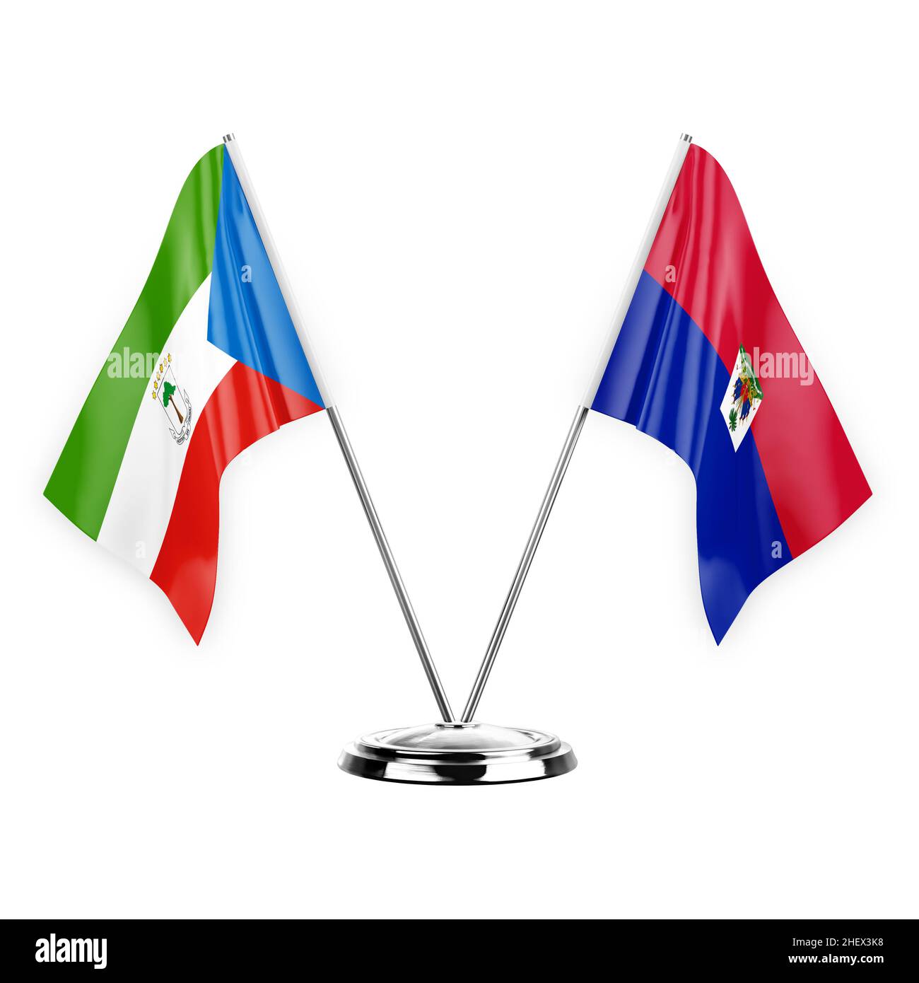 Two table flags isolated on white background 3d illustration ...