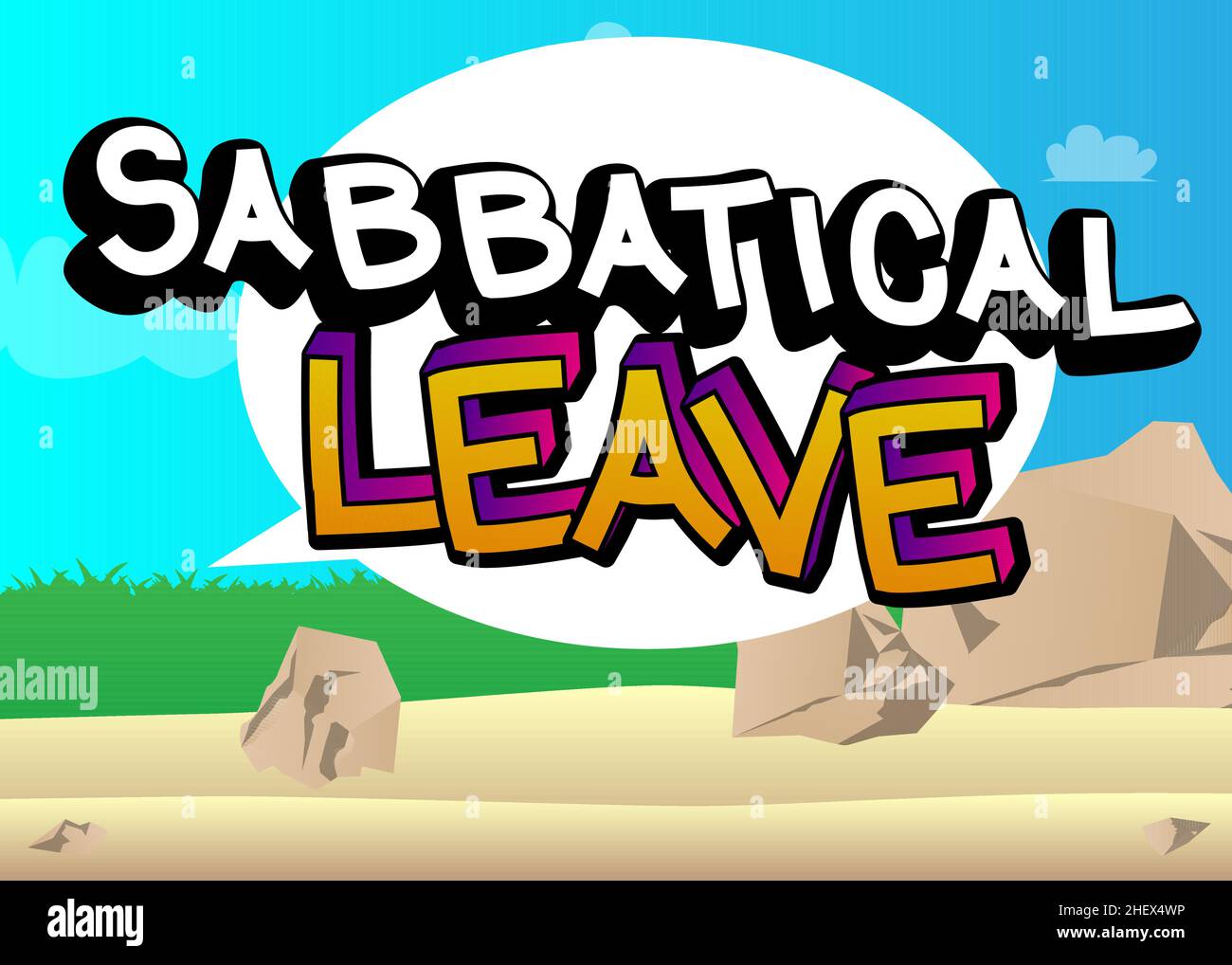 Sabbatical leave. Comic book word text on abstract comics background ...