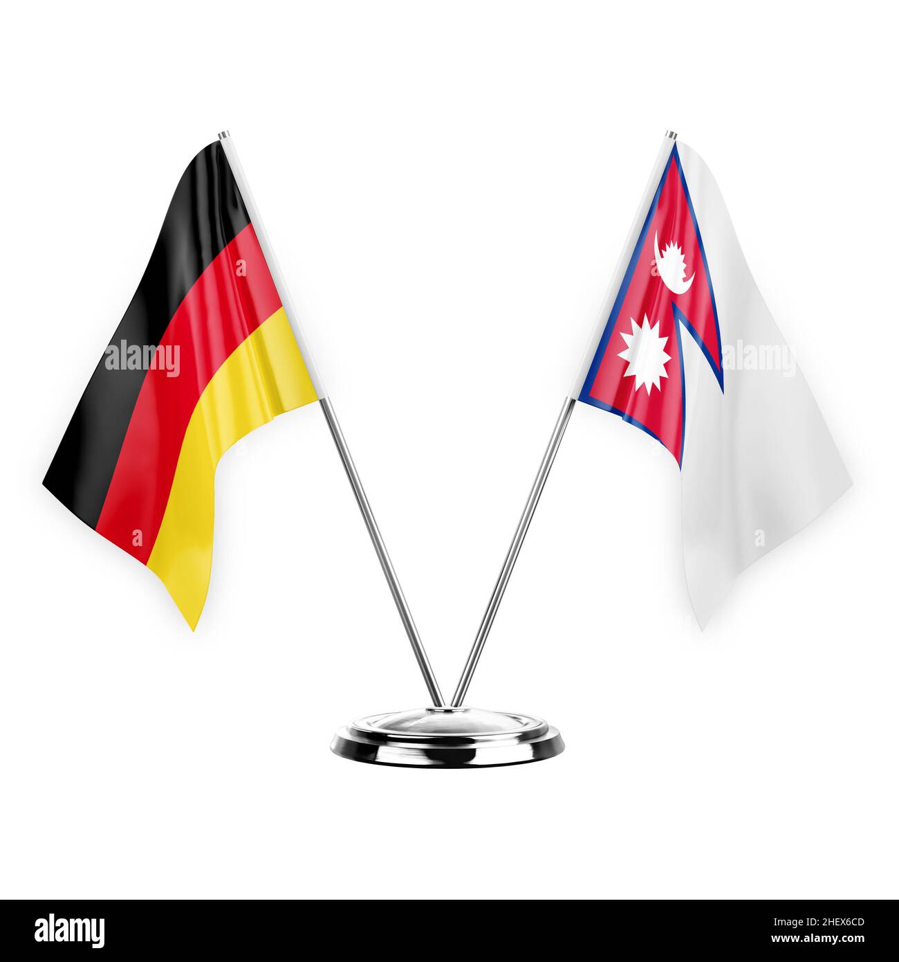 Two table flags isolated on white background 3d illustration, germany ...