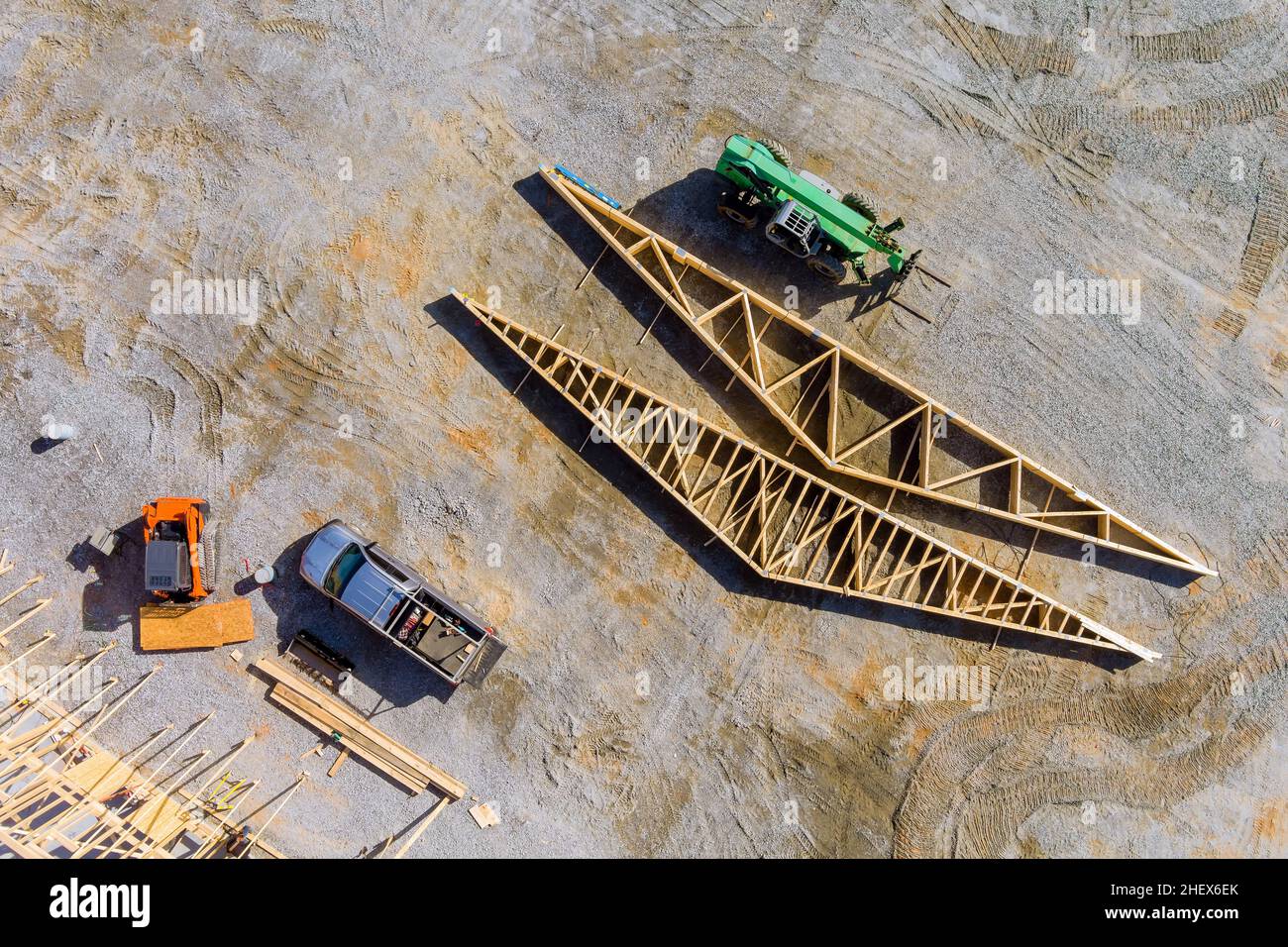 Stacked wooden building materials a stack of boards wood frame and beam ...