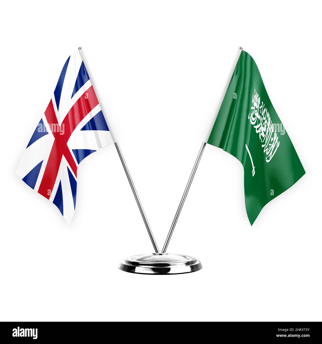 Two table flags isolated on white background 3d illustration, great ...