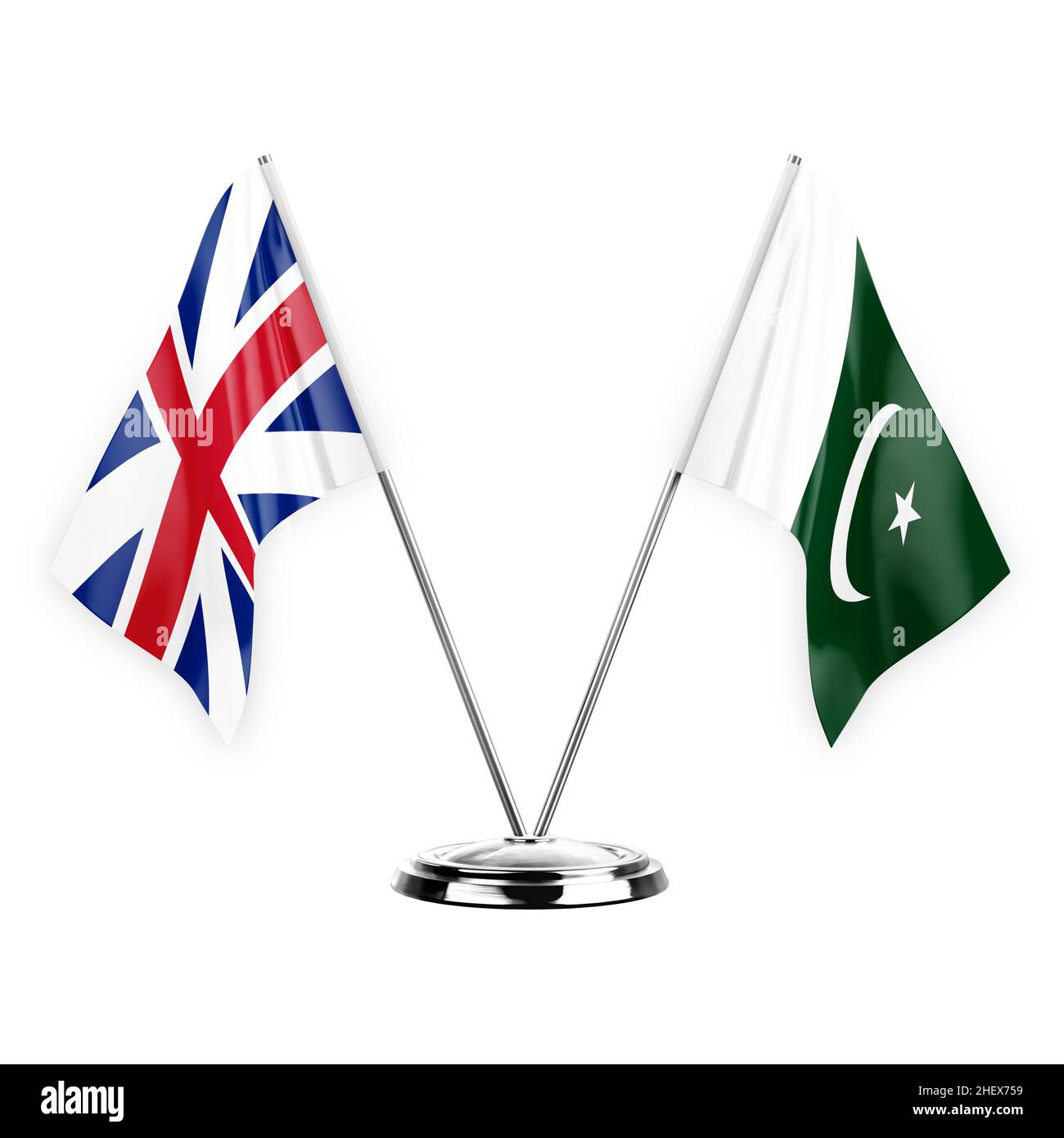 Two table flags isolated on white background 3d illustration, great ...