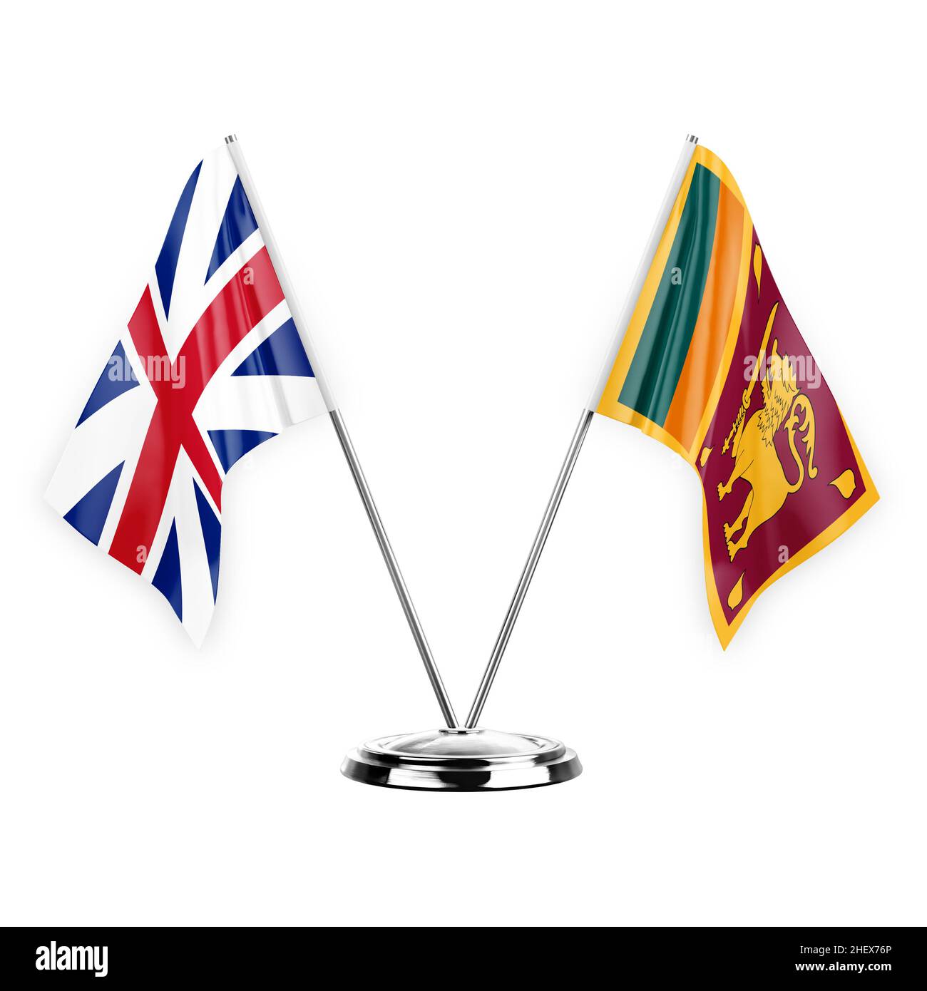 Two table flags isolated on white background 3d illustration, great ...