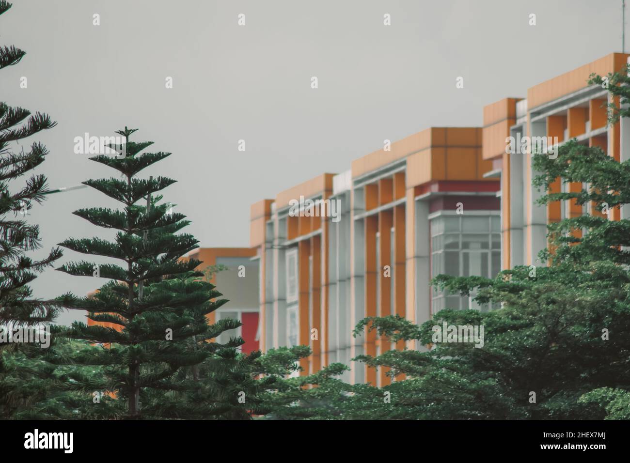 Beautiful and colorful city commercial area with beautiful public ...