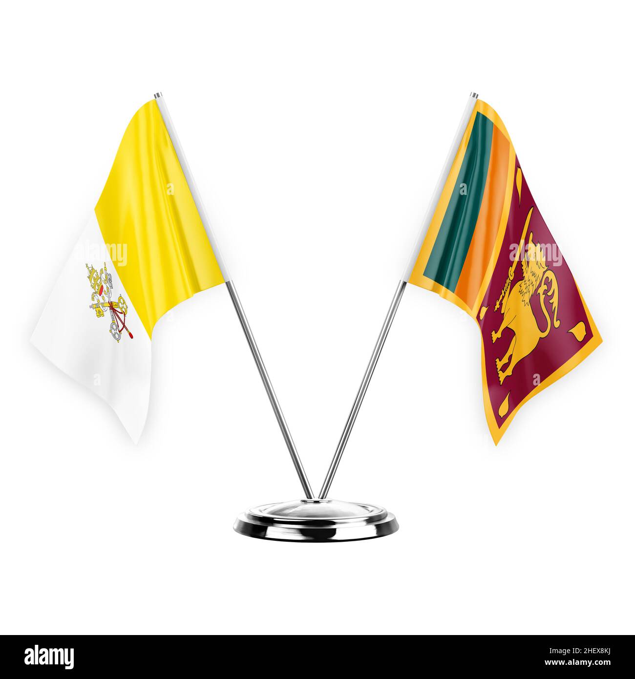 Two table flags isolated on white background 3d illustration, haiti and ...