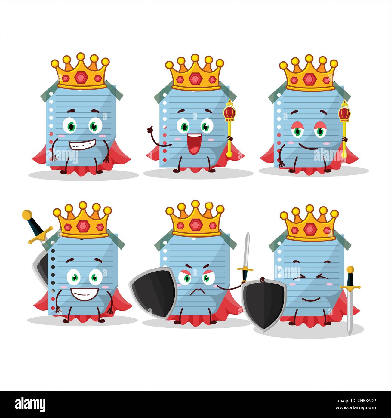 A Charismatic King blue sticky notes cartoon character wearing a gold ...