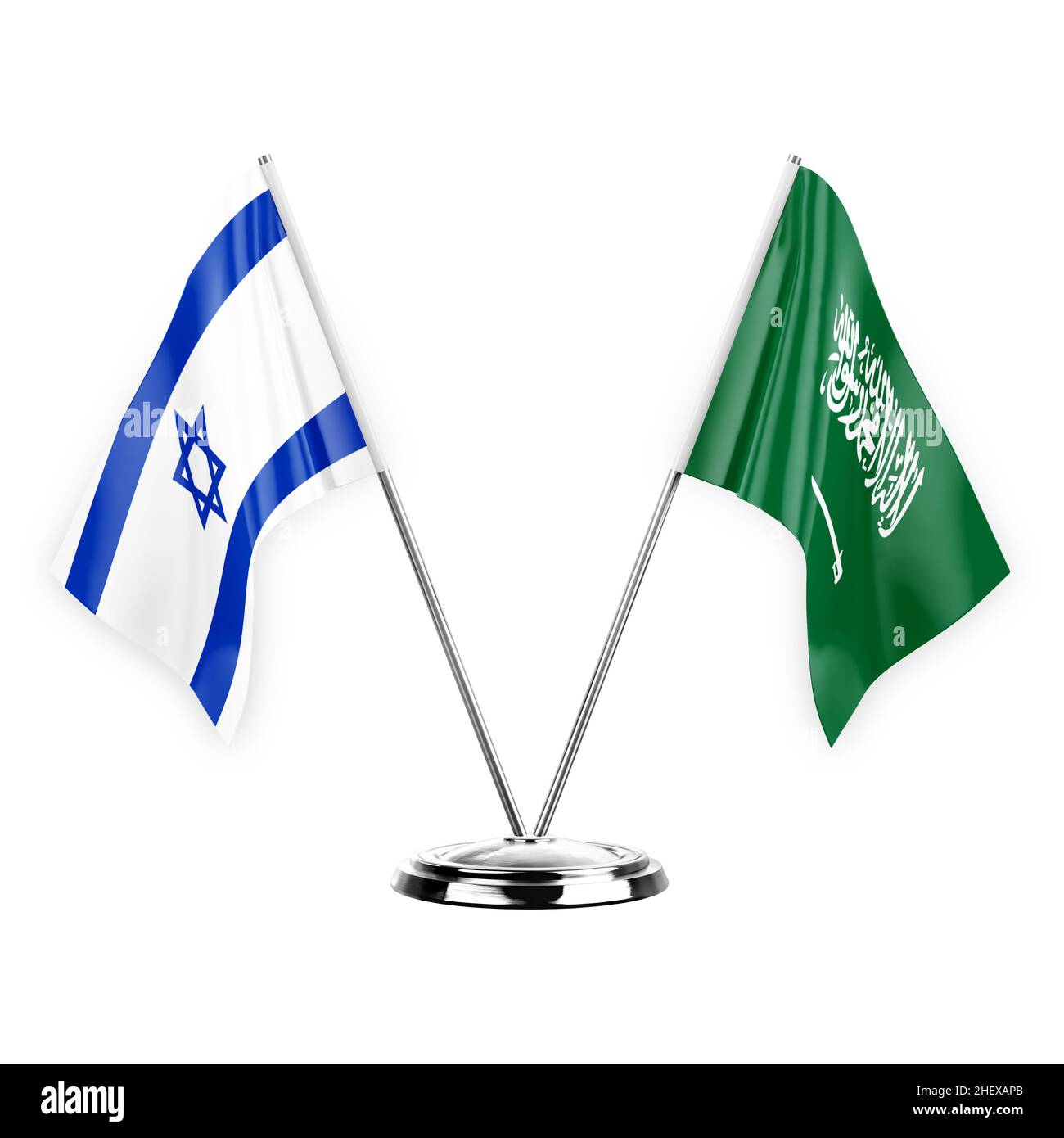 Two table flags isolated on white background 3d illustration, ireland ...