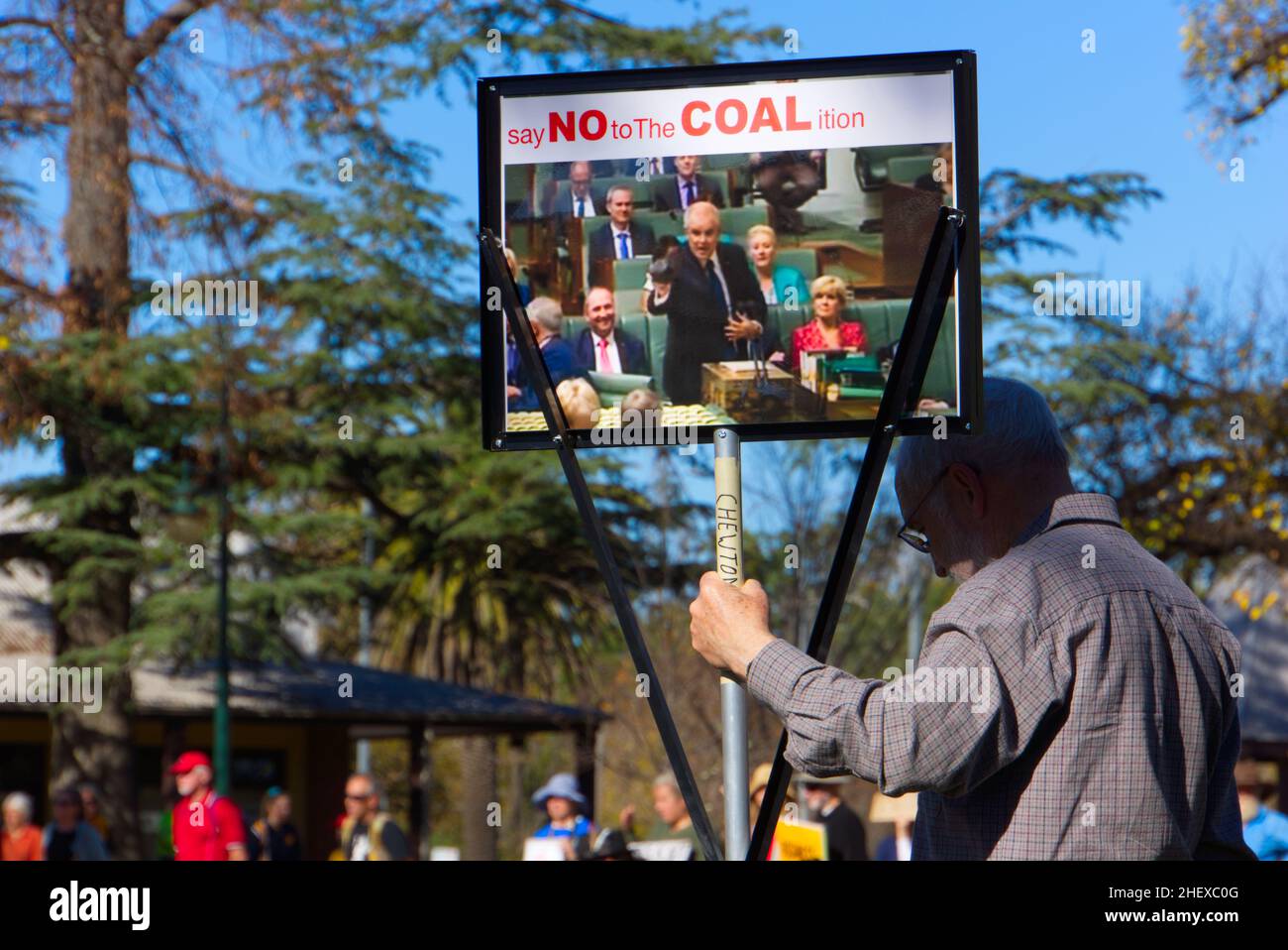 Climate change protest sign and people demonstration rally for saving ...