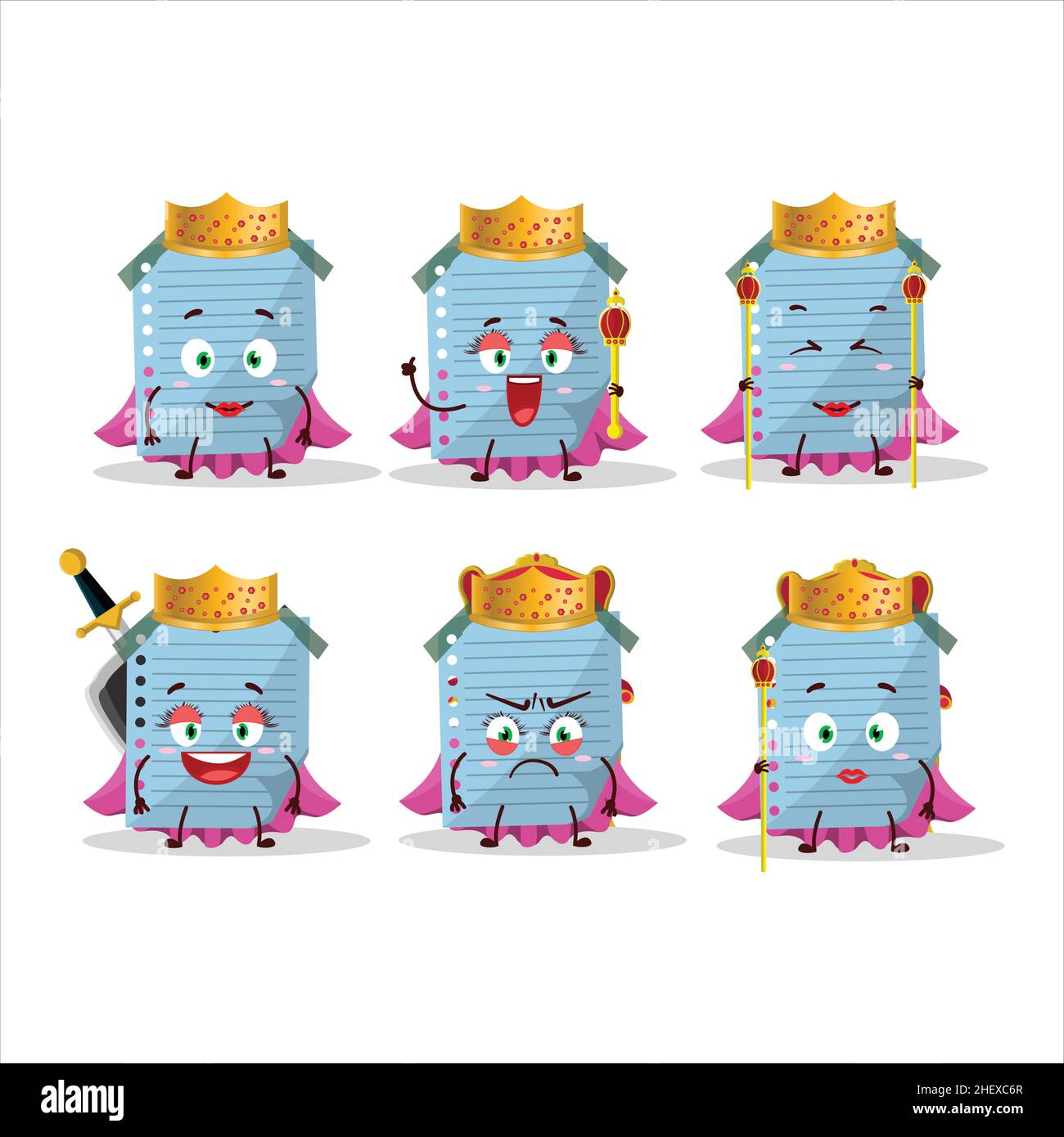 Queen and her magic clothes cartoon of blue sticky notes wearing tiara ...