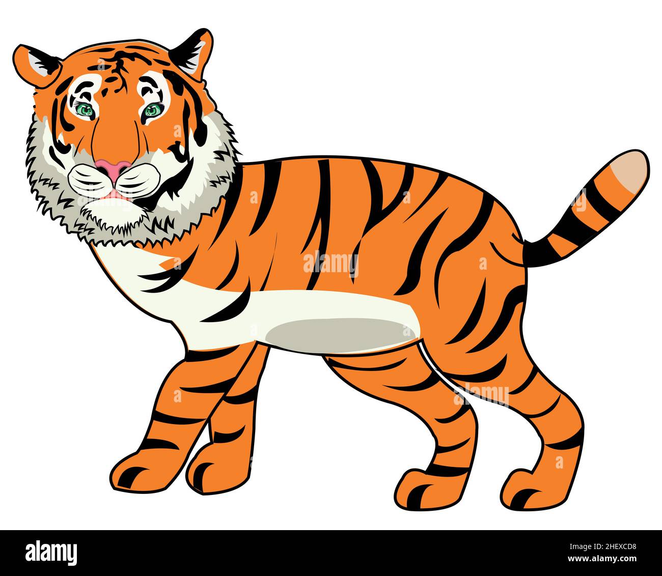 Vector illustration striped ravenous animal tiger cartoon Stock Vector ...
