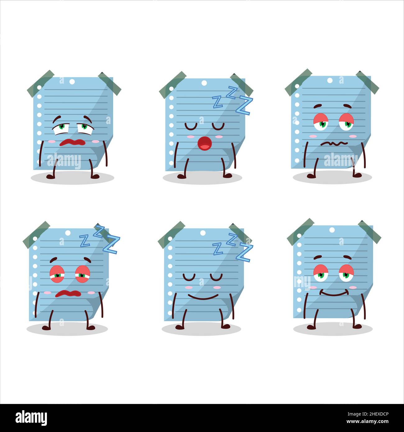 Cartoon character of blue sticky notes with sleepy expression. Vector ...