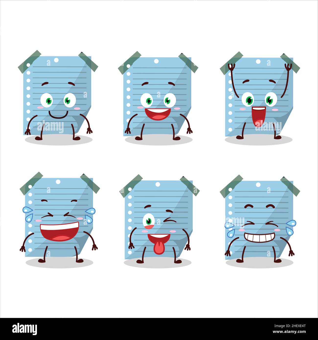 Cartoon character of blue sticky notes with smile expression. Vector ...