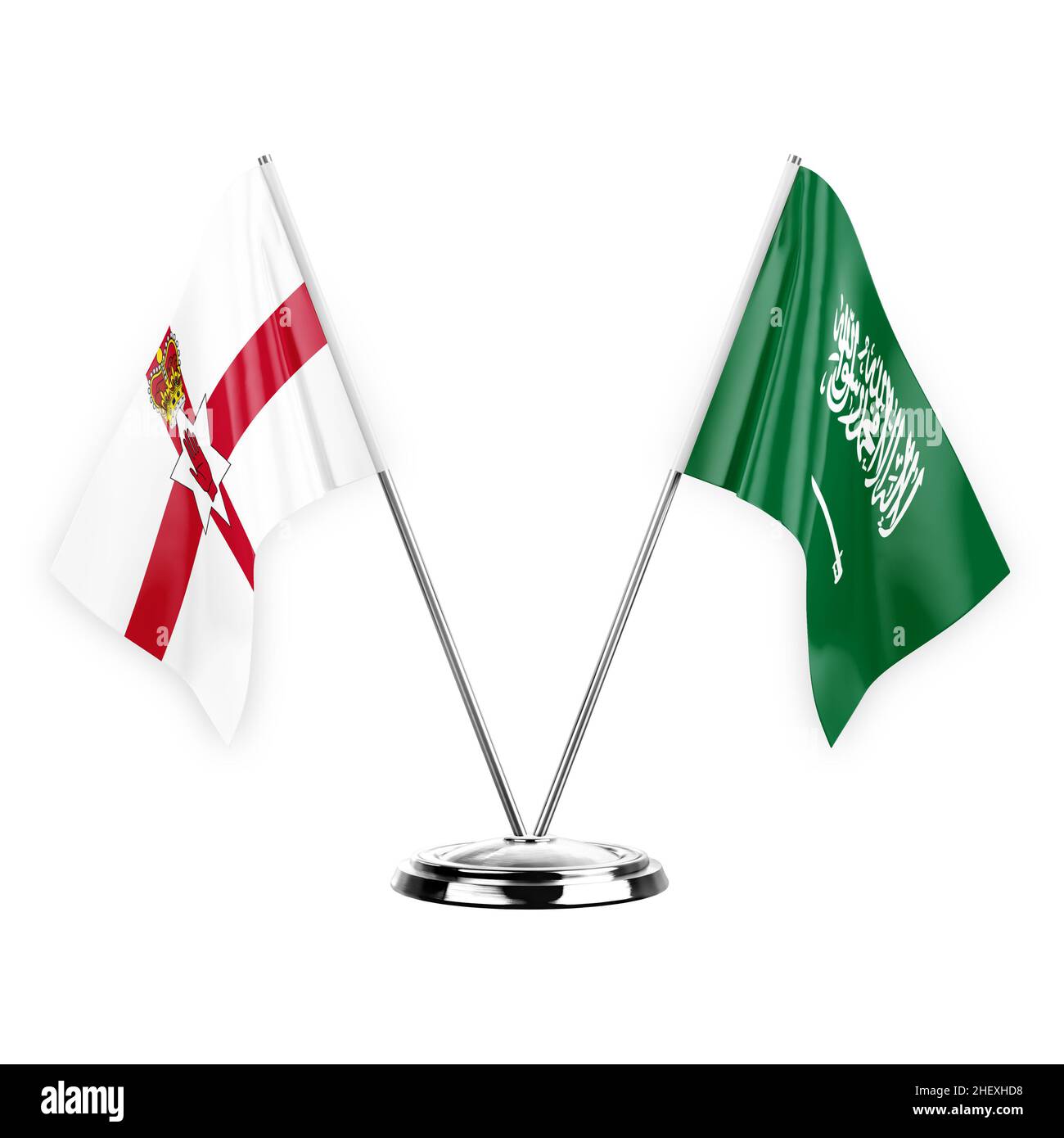 Two table flags isolated on white background 3d illustration, nigeria ...