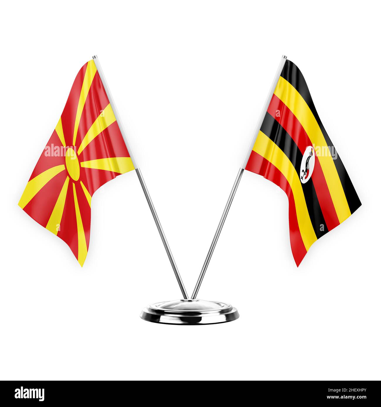Two table flags isolated on white background 3d illustration, north ...