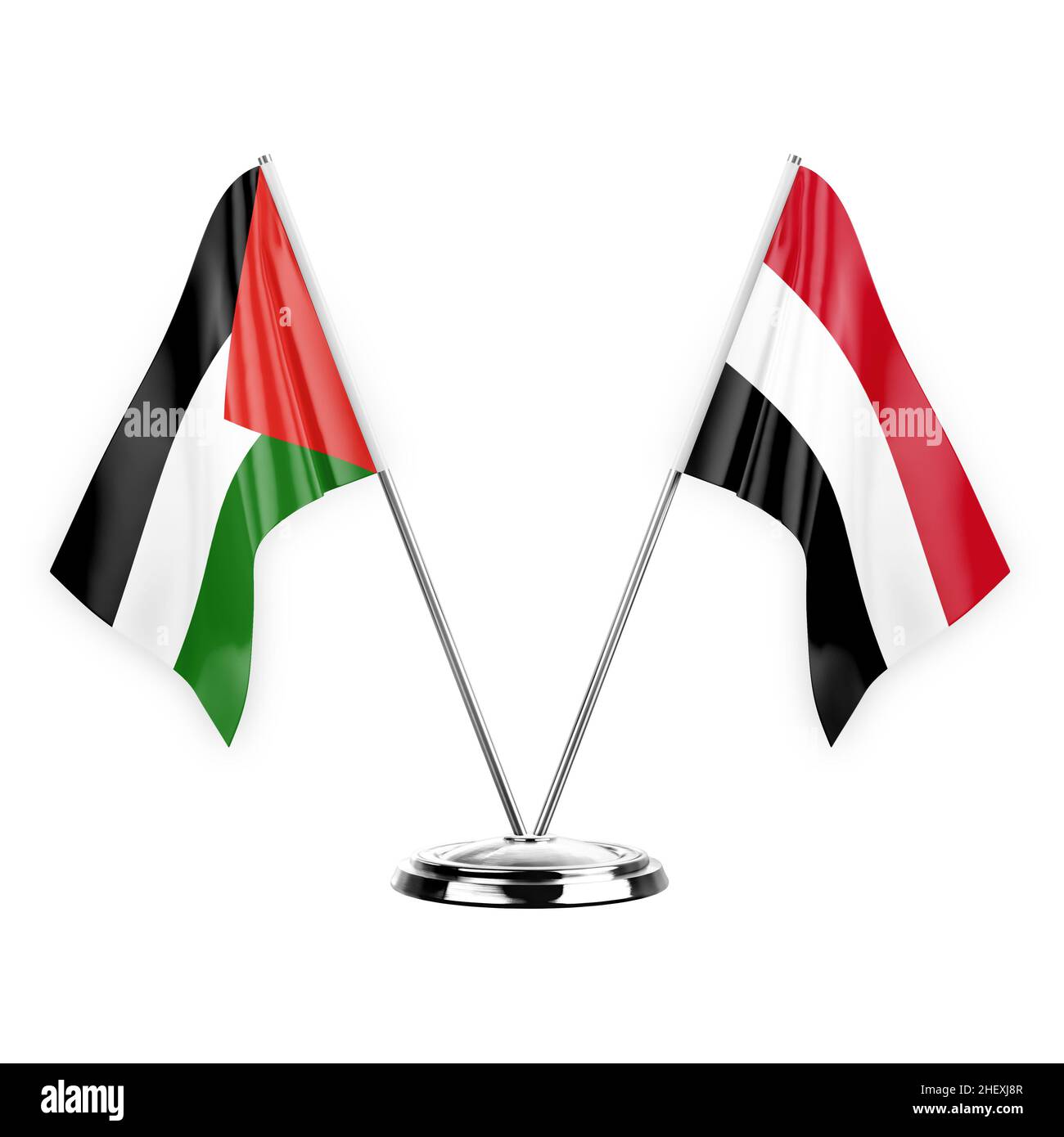 Two table flags isolated on white background 3d illustration, palau and ...