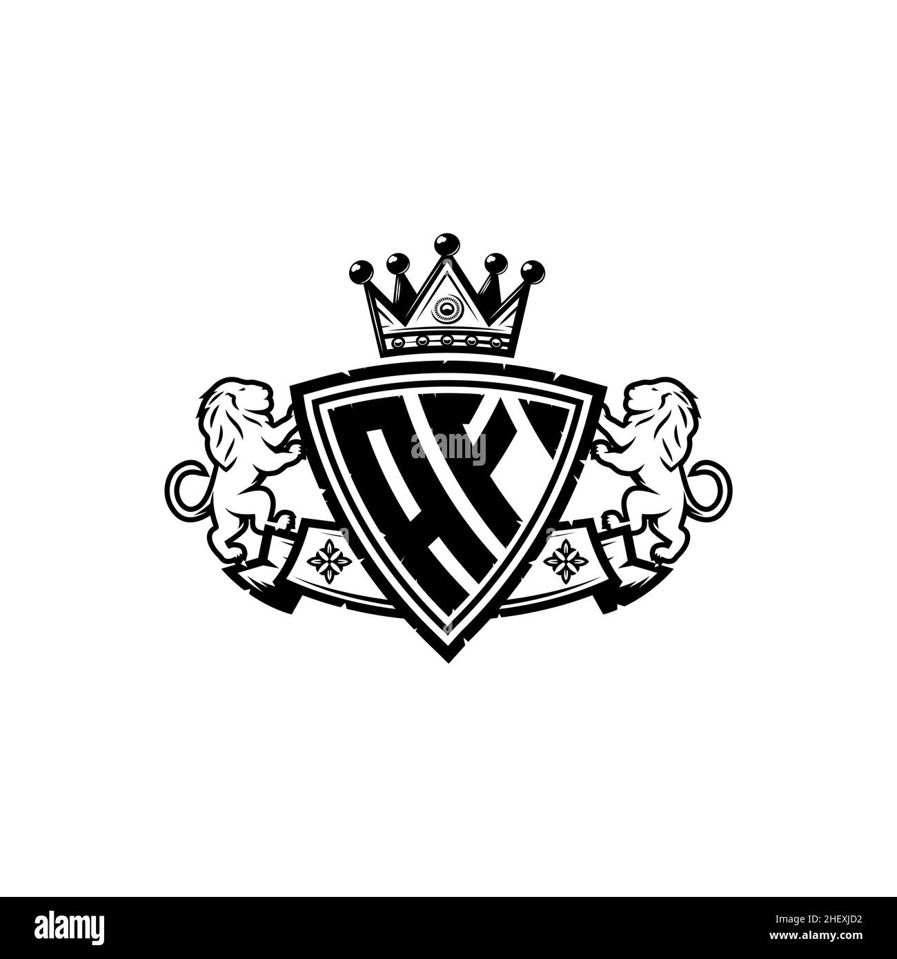 AF Monogram logo letter with Simple shield crown style design ...
