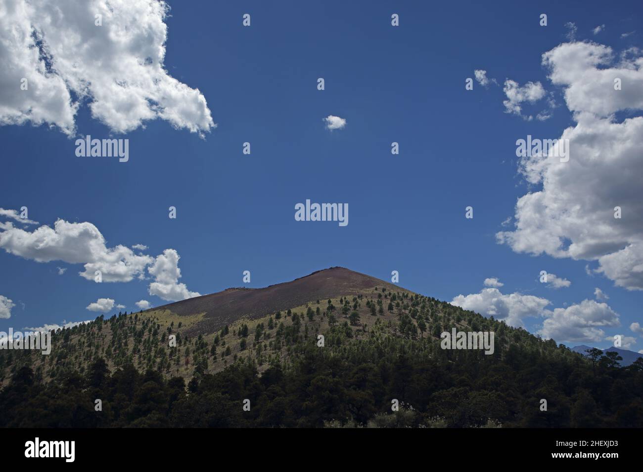 View of the top of Sunset Crater, a volcano cinder cone in the San ...