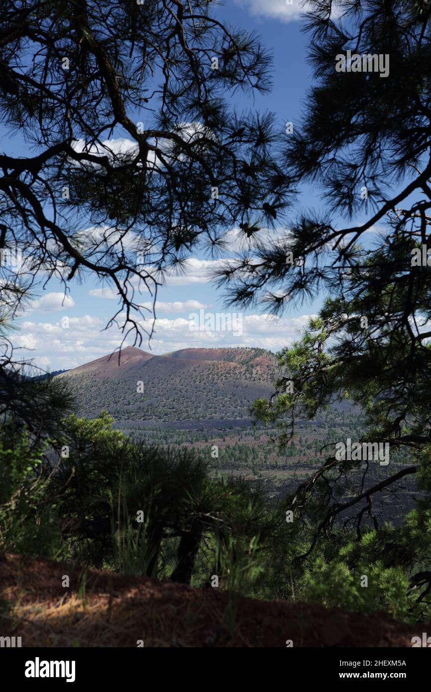 View of the Sunset Crater cinder cone volcano and Bonito Lava Flow from ...