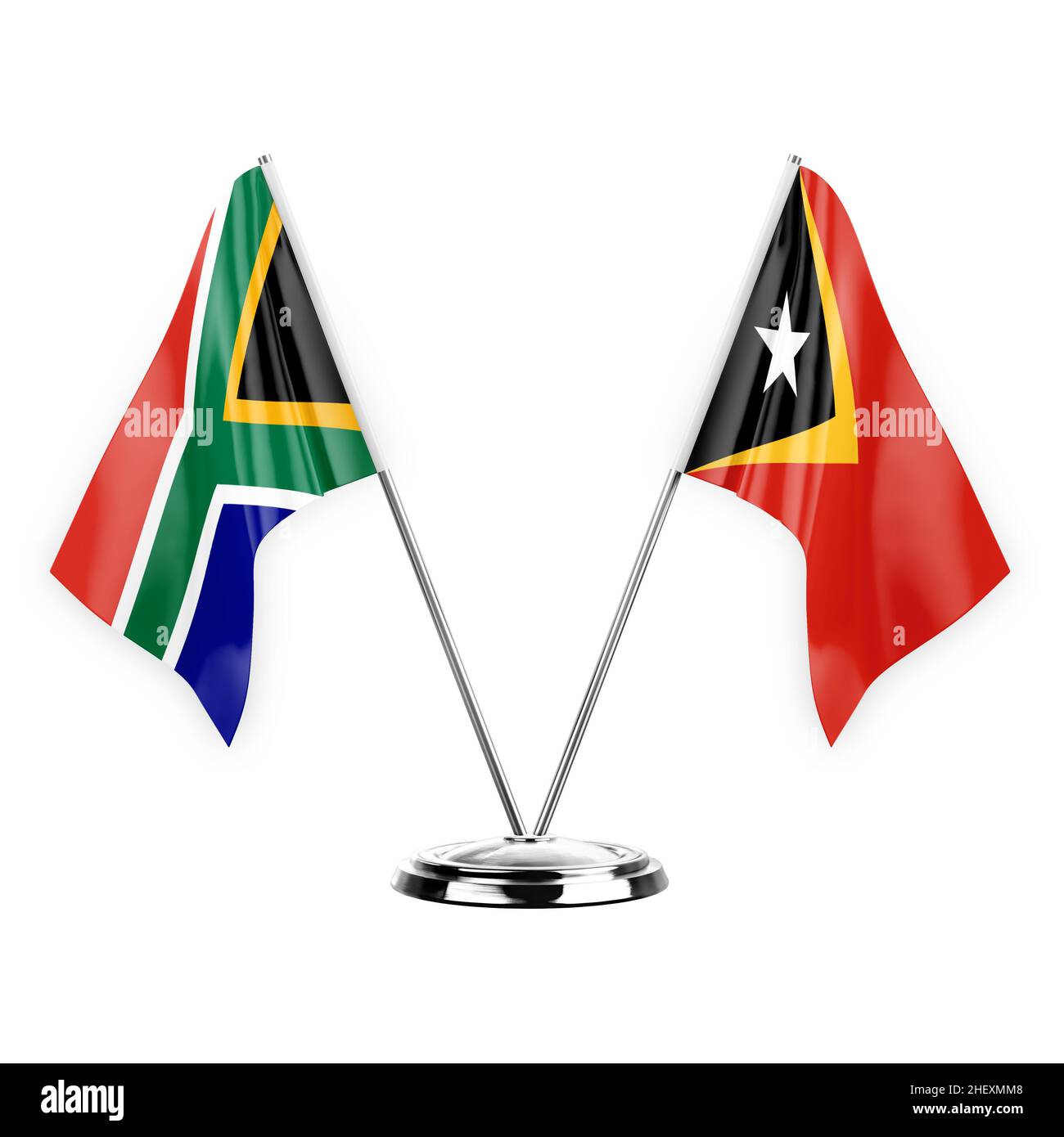 Two table flags isolated on white background 3d illustration, south ...
