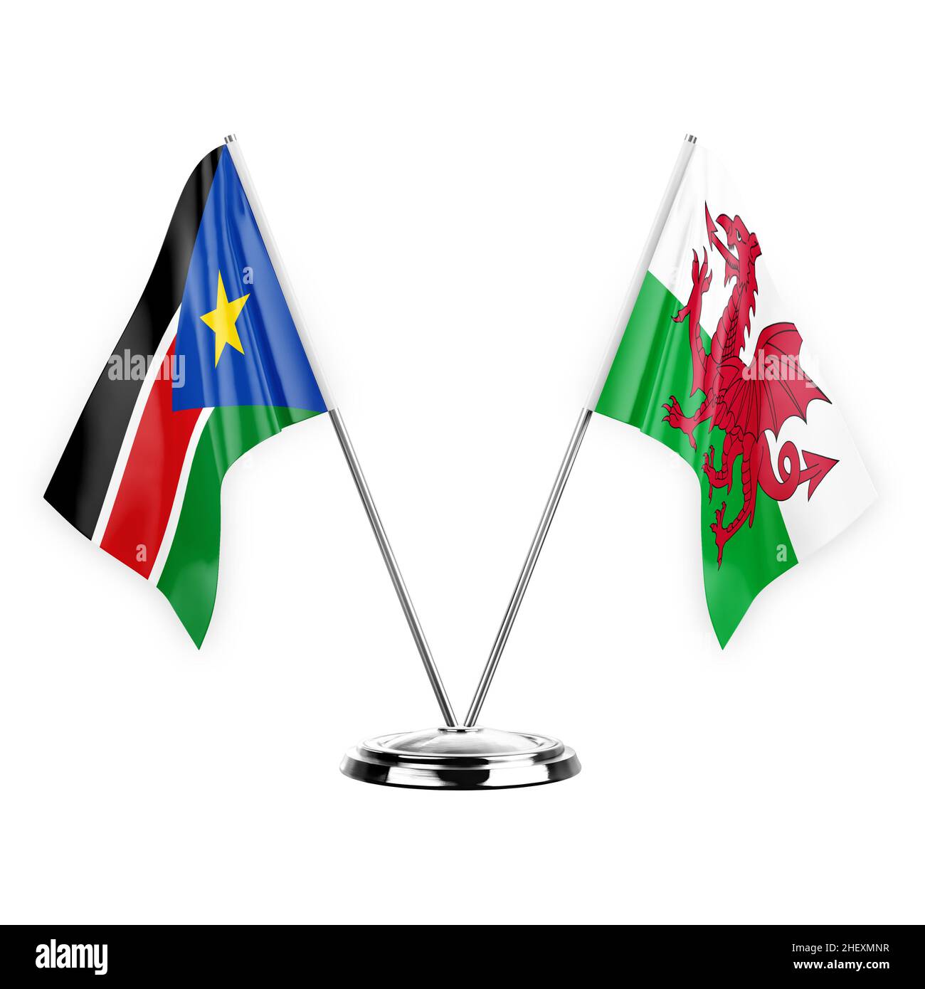 Two table flags isolated on white background 3d illustration, south ...
