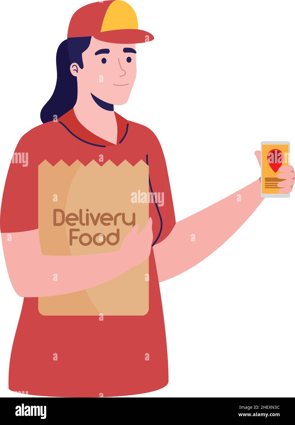 worker woman of delivery food Stock Vector Image & Art - Alamy