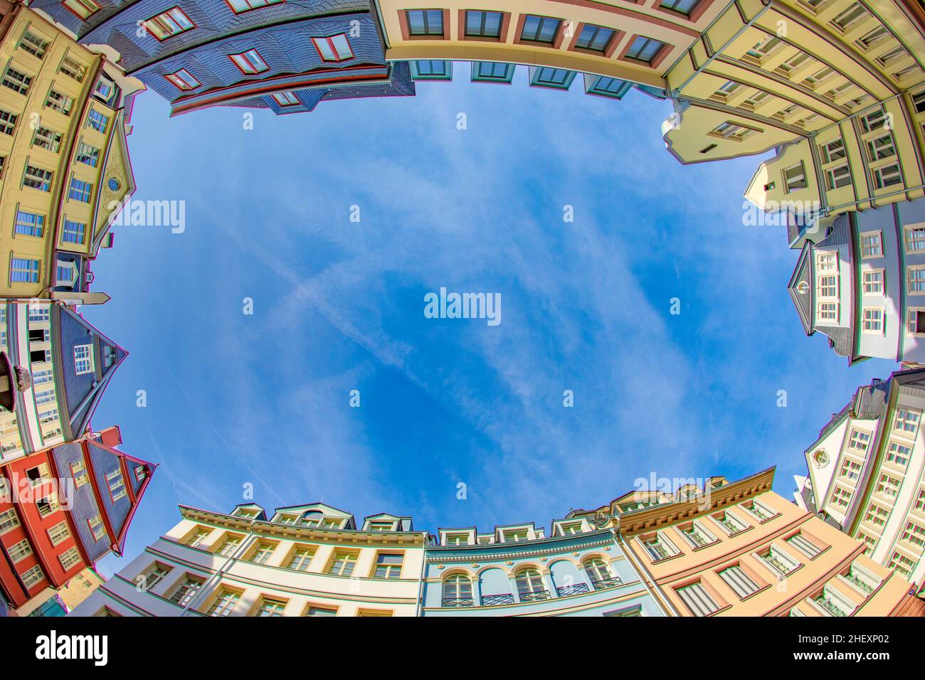 Frankfurt neue Altstadt reconstructed old town under blue sky Stock ...