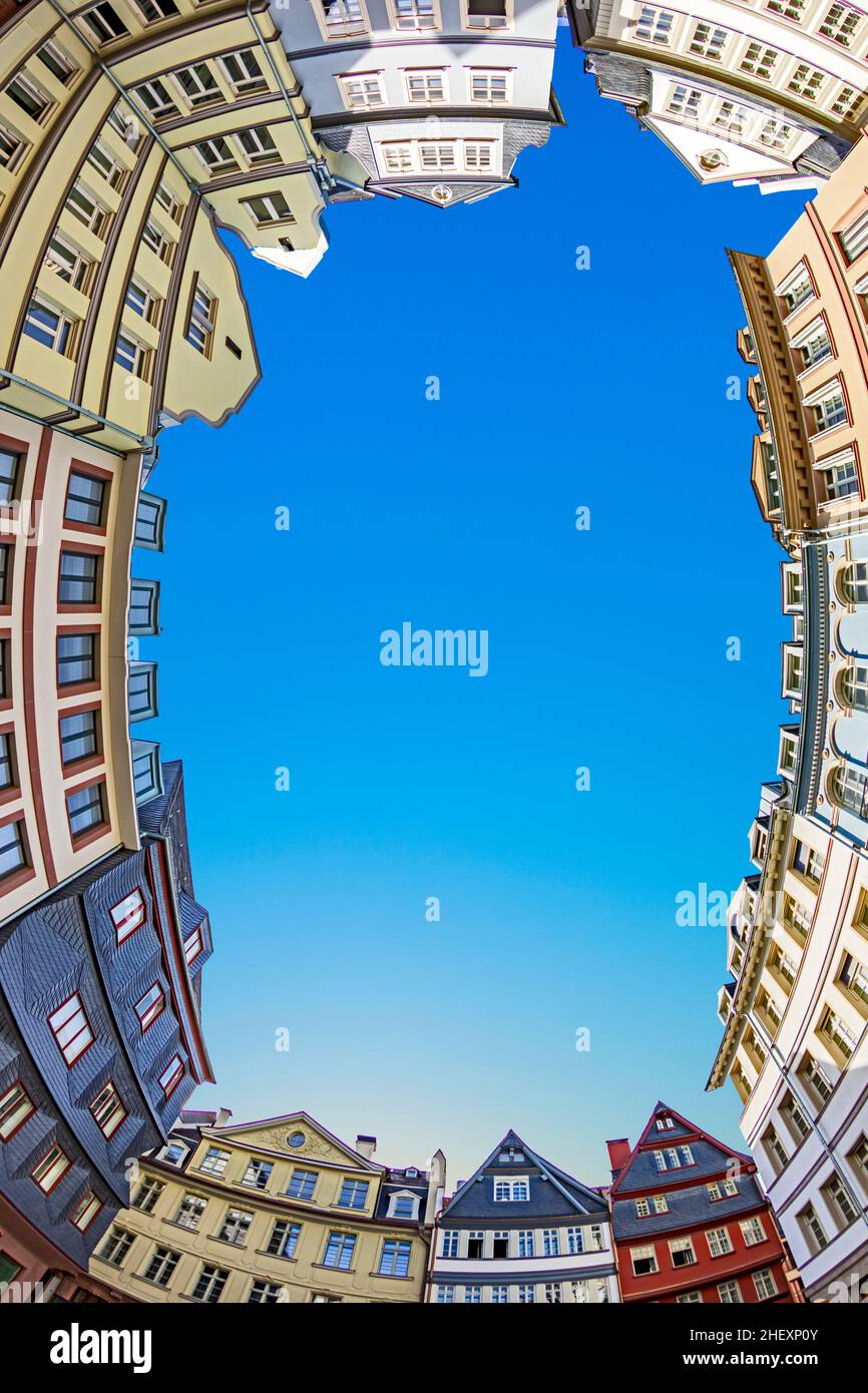 Frankfurt neue Altstadt reconstructed old town under blue sky Stock ...