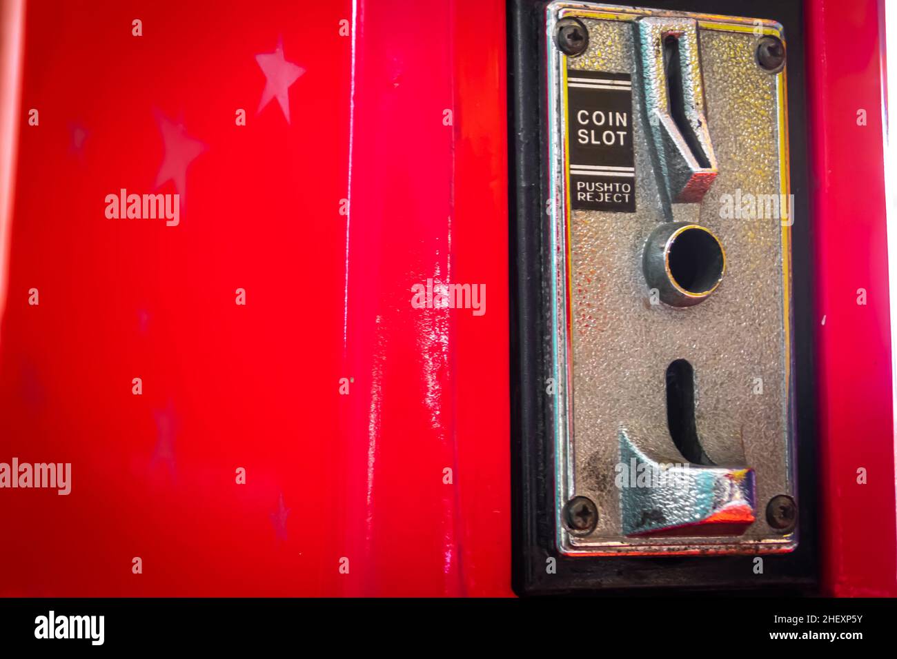 Silver Metallic Coin Slot And Acceptor From Red Vending Machine Stock