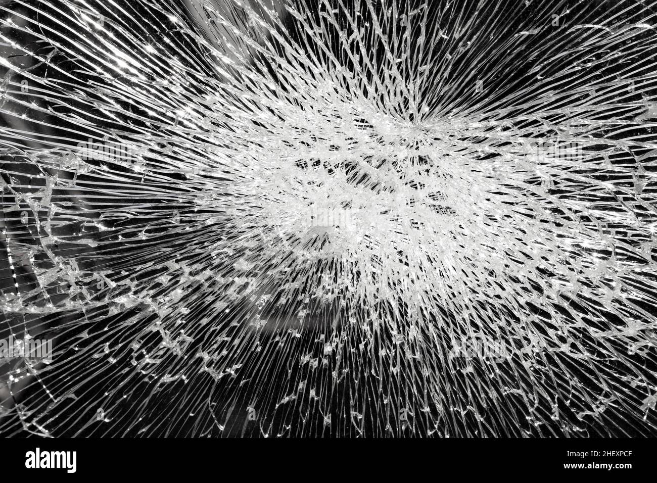 detail of broken security glass Stock Photo - Alamy