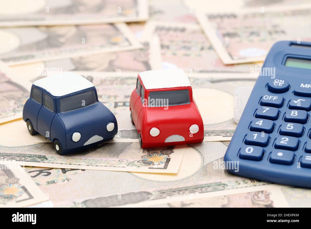 Small toy car image on Japanese ten thousand yen bills banknotes Stock ...