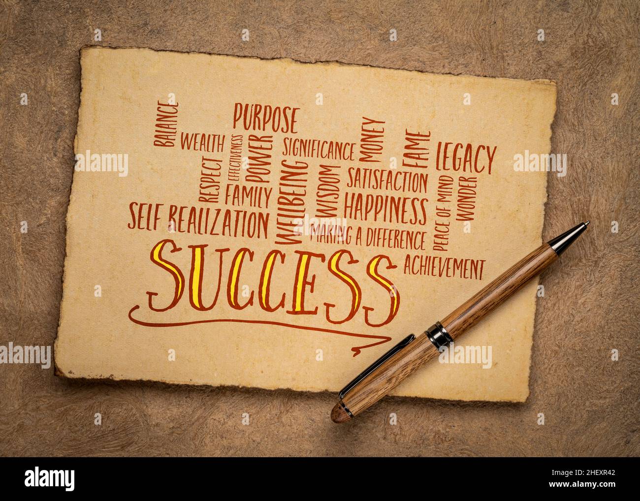 success word cloud - handwriting on a handmade paper, business, career ...