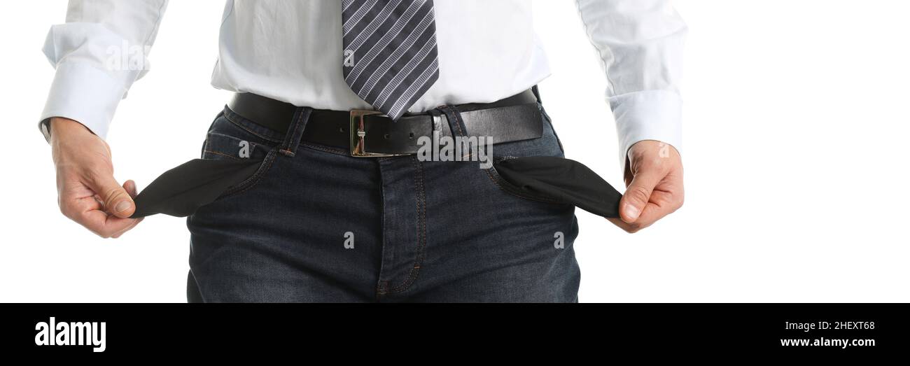 Silhouette of man with empty pockets inside out Stock Photo - Alamy