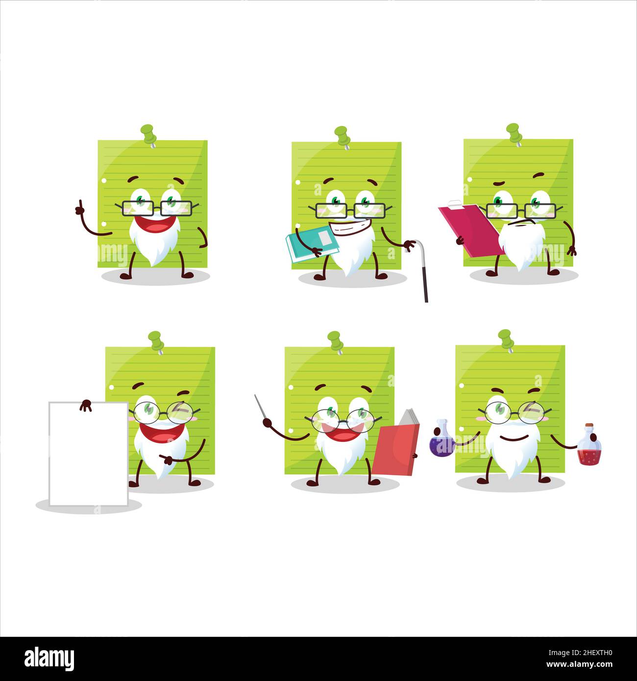 Professor green sticky notes academic cartoon character working on ...