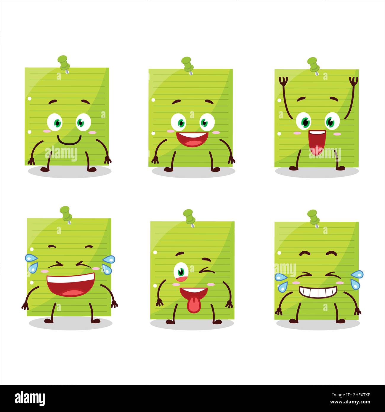 Cartoon character of green sticky notes with smile expression. Vector ...