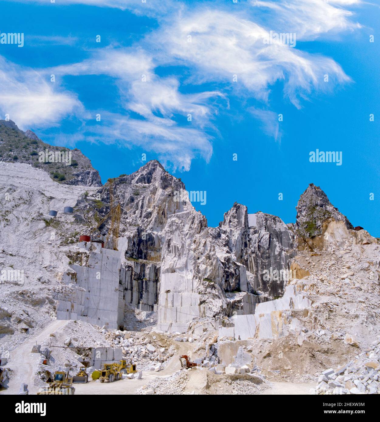 Carrara, Italy - marble quarry in Fantiscritti valley. Marble works of ...