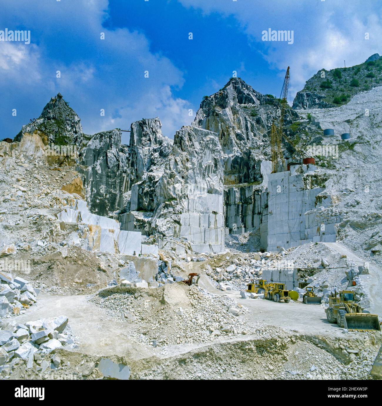 Carrara, Italy - marble quarry in Fantiscritti valley. Marble works of ...