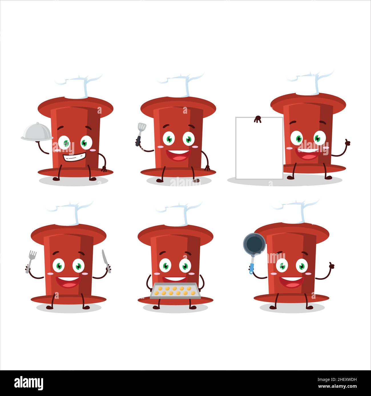 Cartoon character of red push pin with various chef emoticons. Vector ...