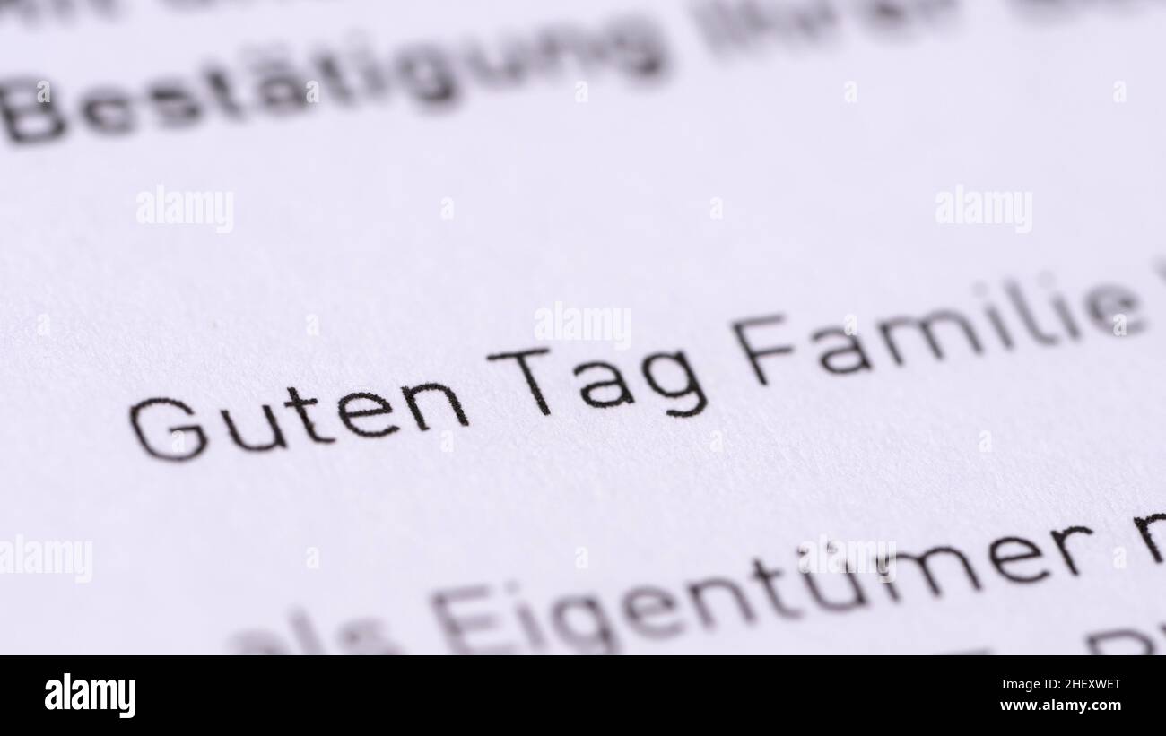 Stuttgart, Germany. 13th Jan, 2021. The greeting "Good day family ...