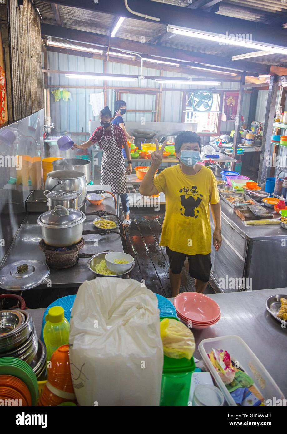 Sandakan, Malaysia - January 6, 2022: Inside the kitchen of a Chinese ...