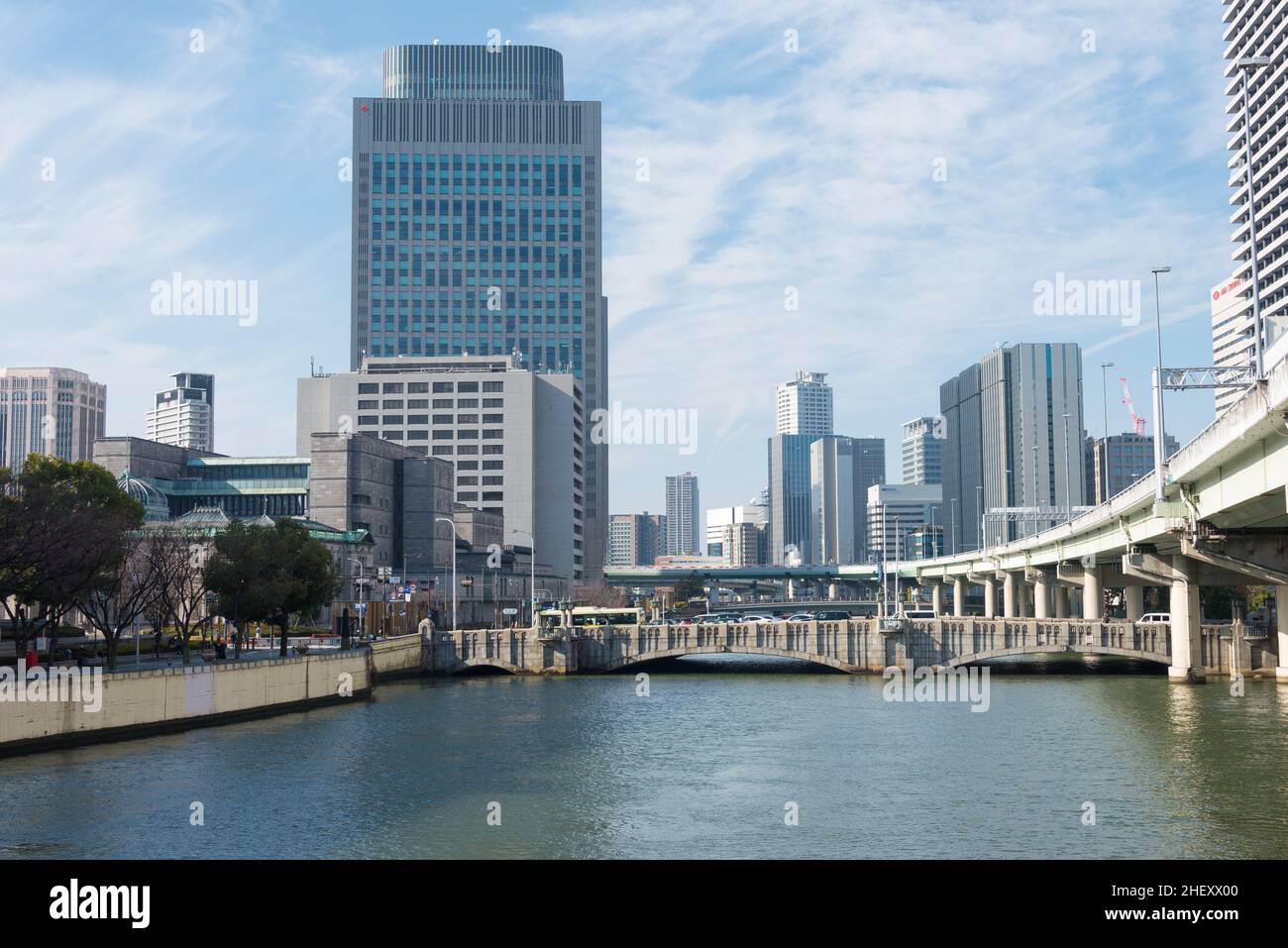 Osaka, Japan - Jan 03 2022- Dojima River (Kyu-Yodo River) view from ...