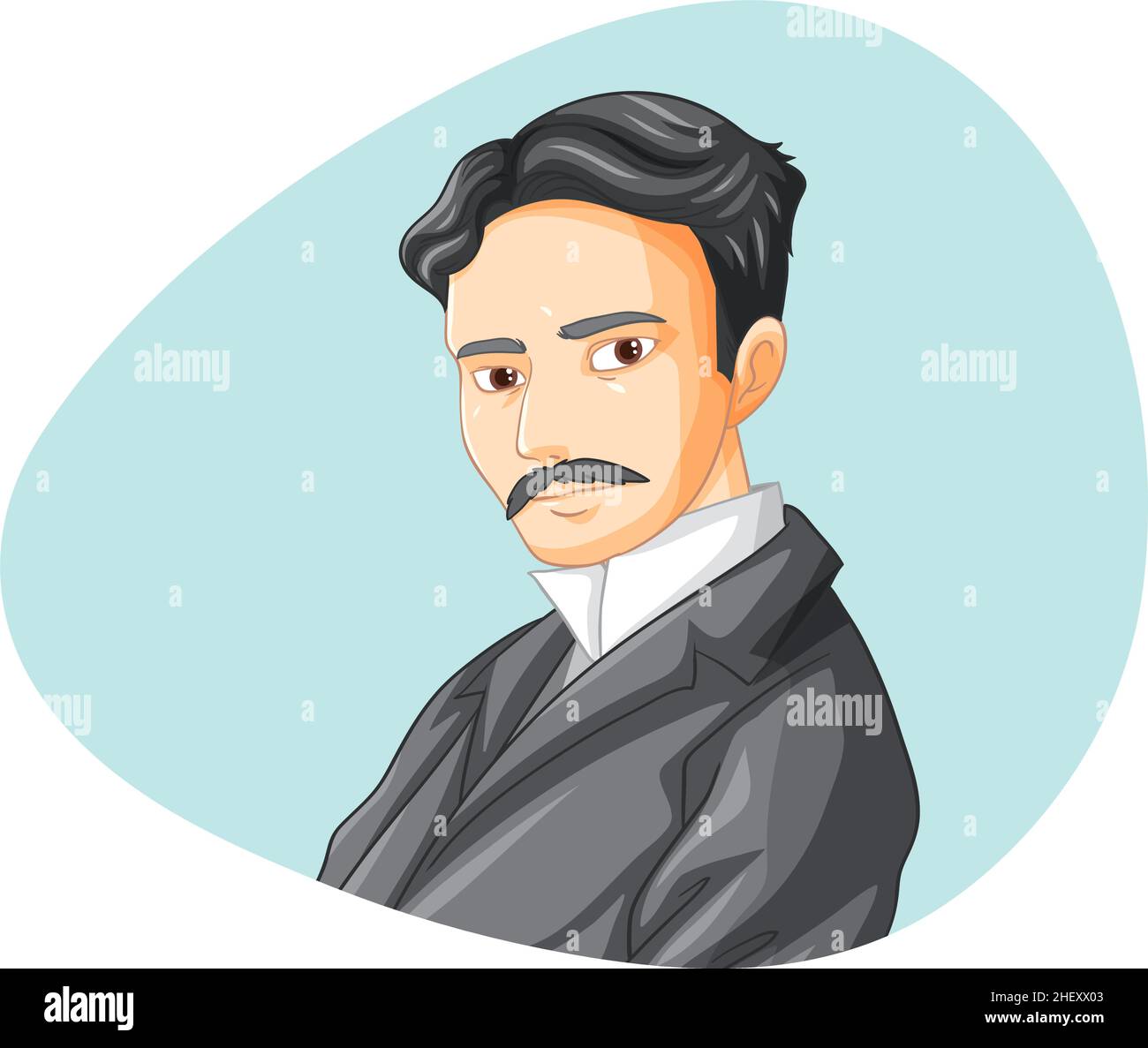 Nikola Tesla cartoon character on white background illustration Stock ...