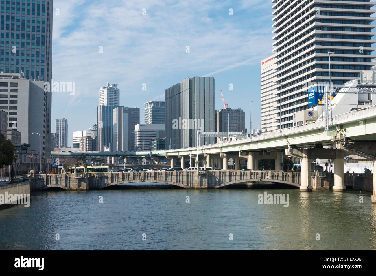 Osaka, Japan - Jan 03 2022- Dojima River (Kyu-Yodo River) view from ...
