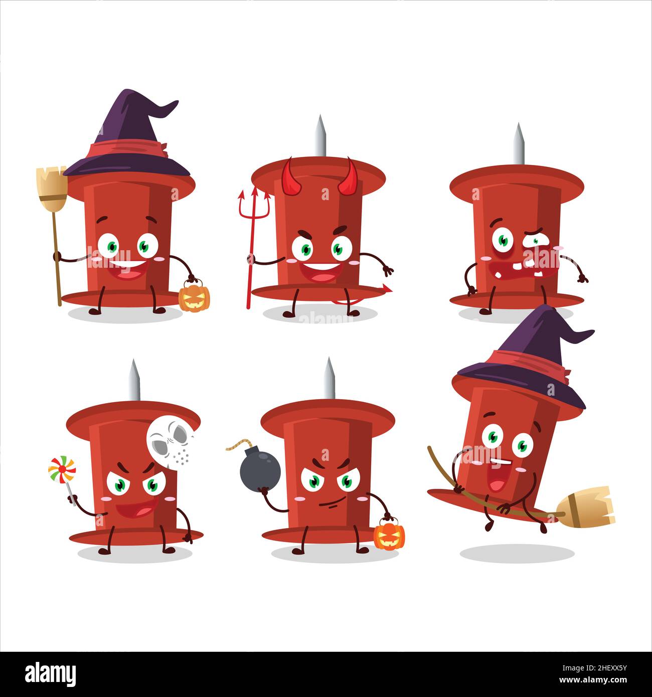 Halloween expression emoticons with cartoon character of red push pin ...