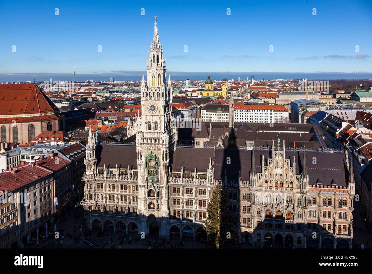 aerial of Munich town hall in beautiful weather Stock Photo - Alamy