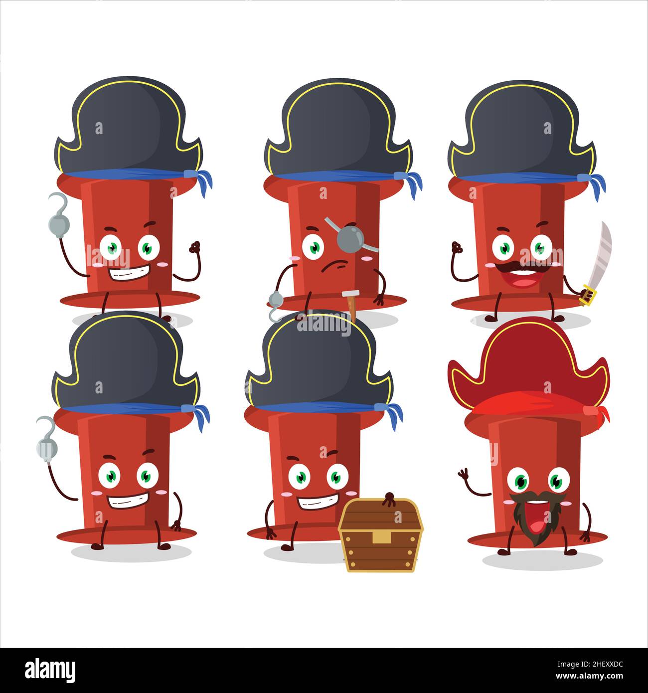 Cartoon character of red push pin with various pirates emoticons ...