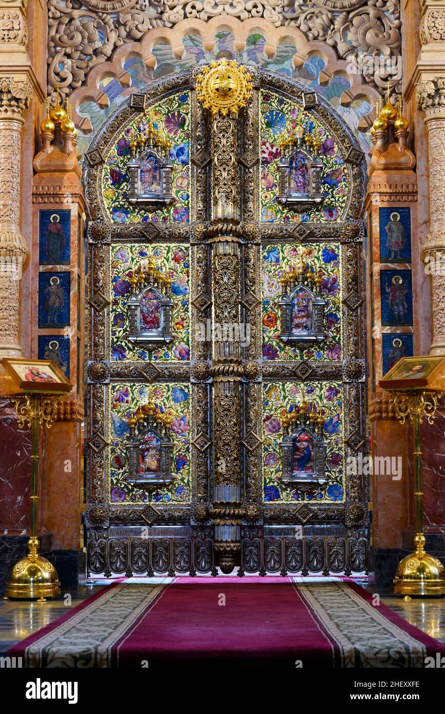 Doors leading to the altar, decorated with precious stones and gold bas ...