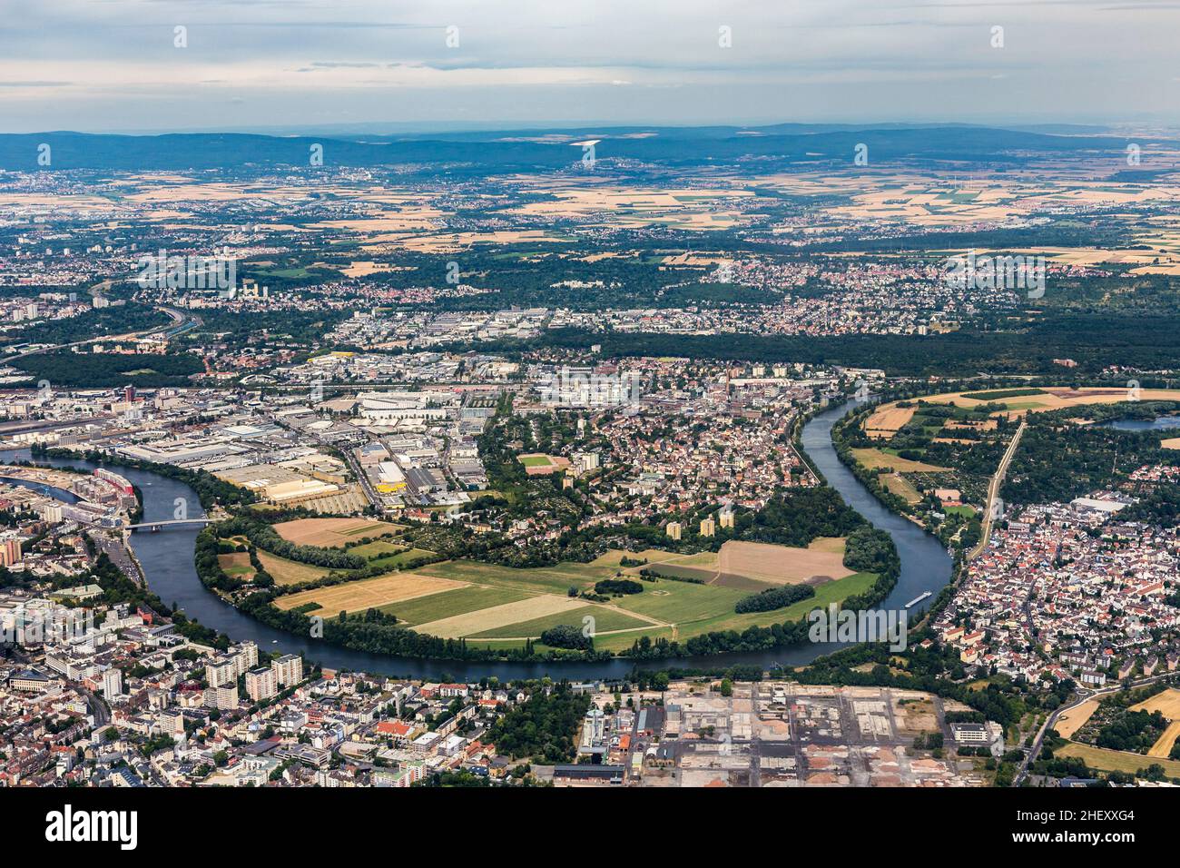 aerial of Hanau near Frankfurt with loop of river Main Stock Photo - Alamy