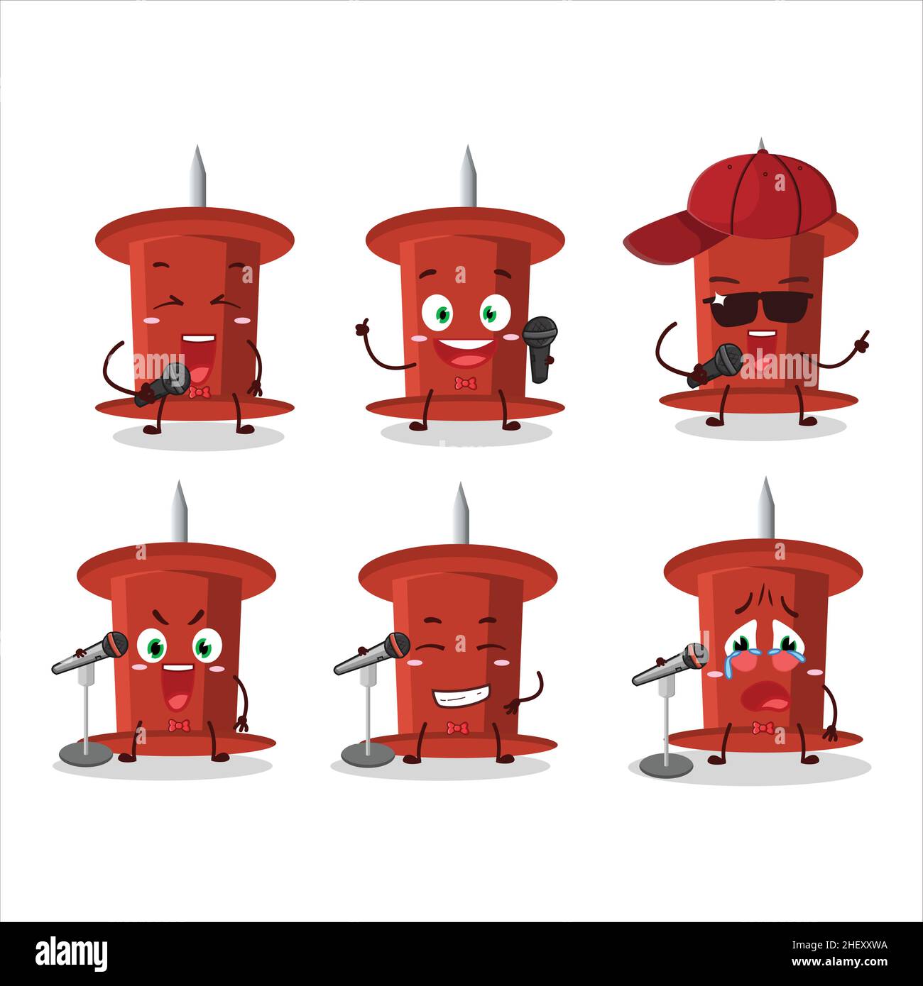 A Cute Cartoon design concept of red push pin singing a famous song ...