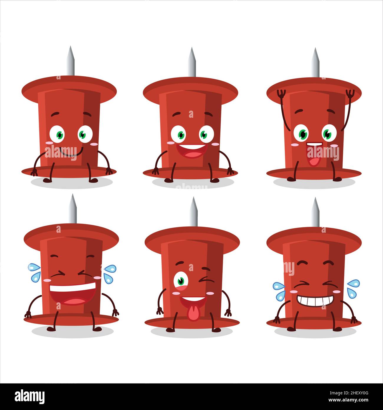 Cartoon character of red push pin with smile expression. Vector ...